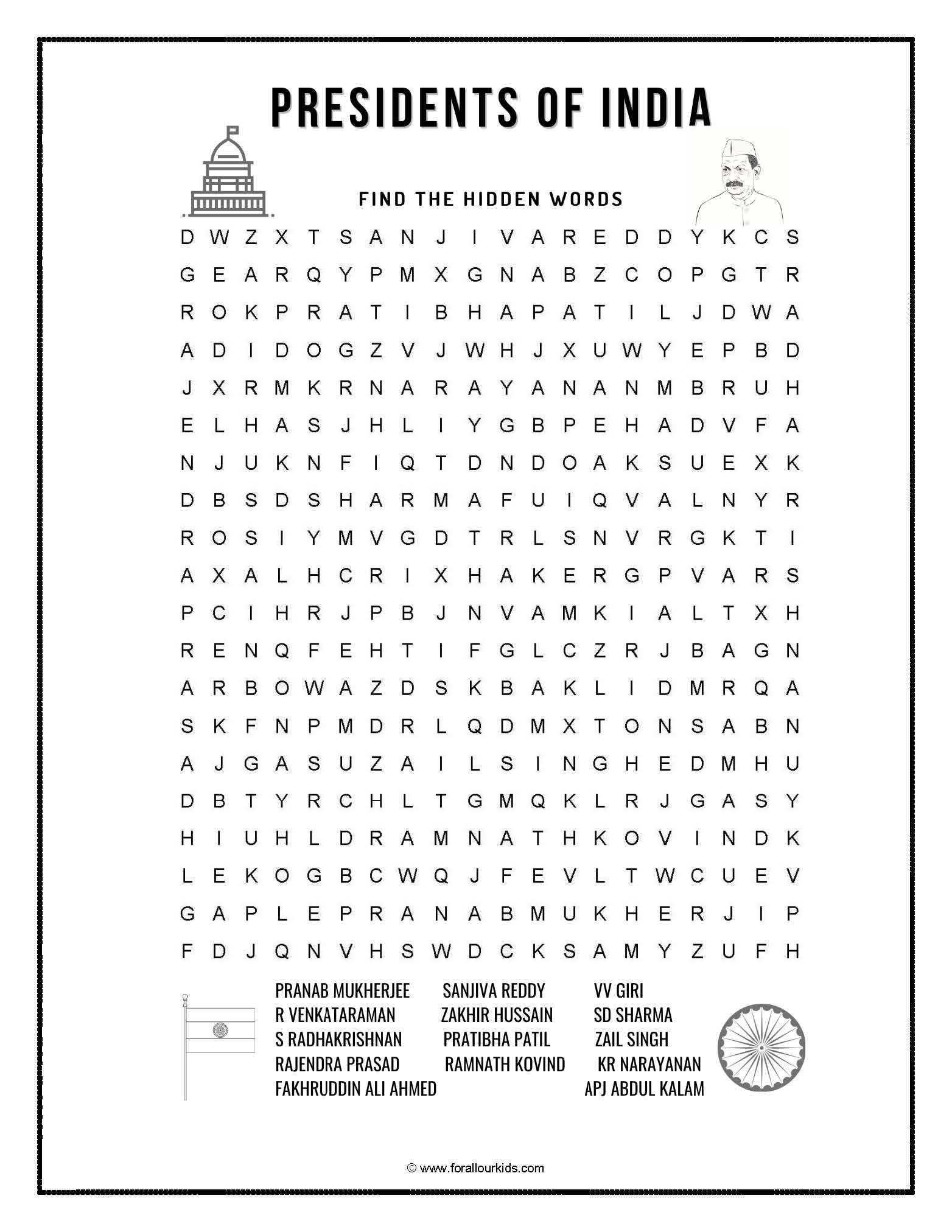 Word Search: All About India - 4 - For All our Kids