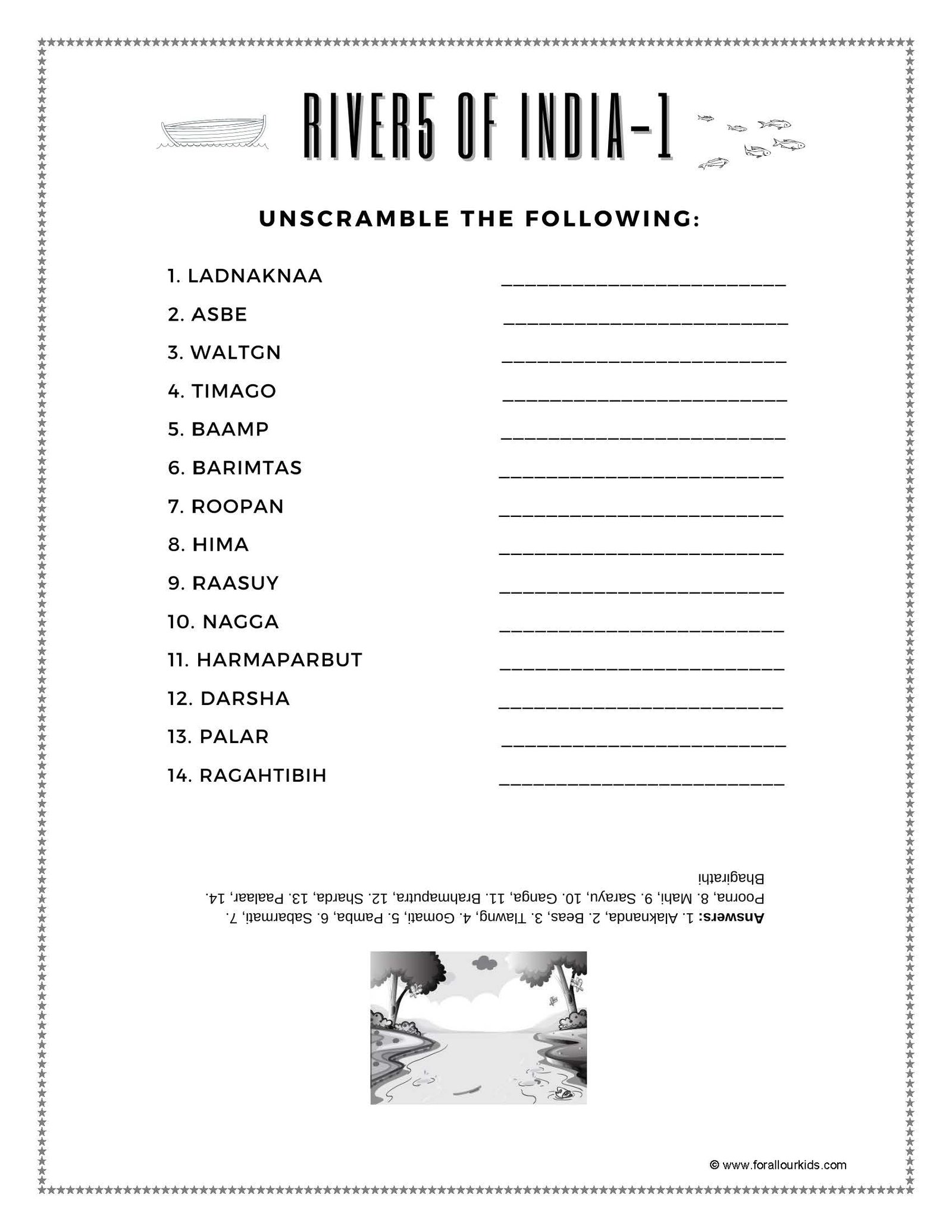 Word Scramble: All About India - 3 - For All our Kids