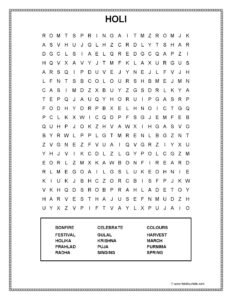 Word Search: Festivals of India -3 - For All our Kids