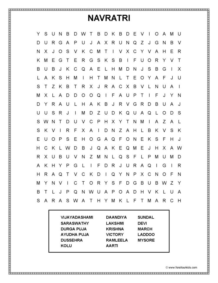 Word Search: Festivals of India -3 - For All our Kids