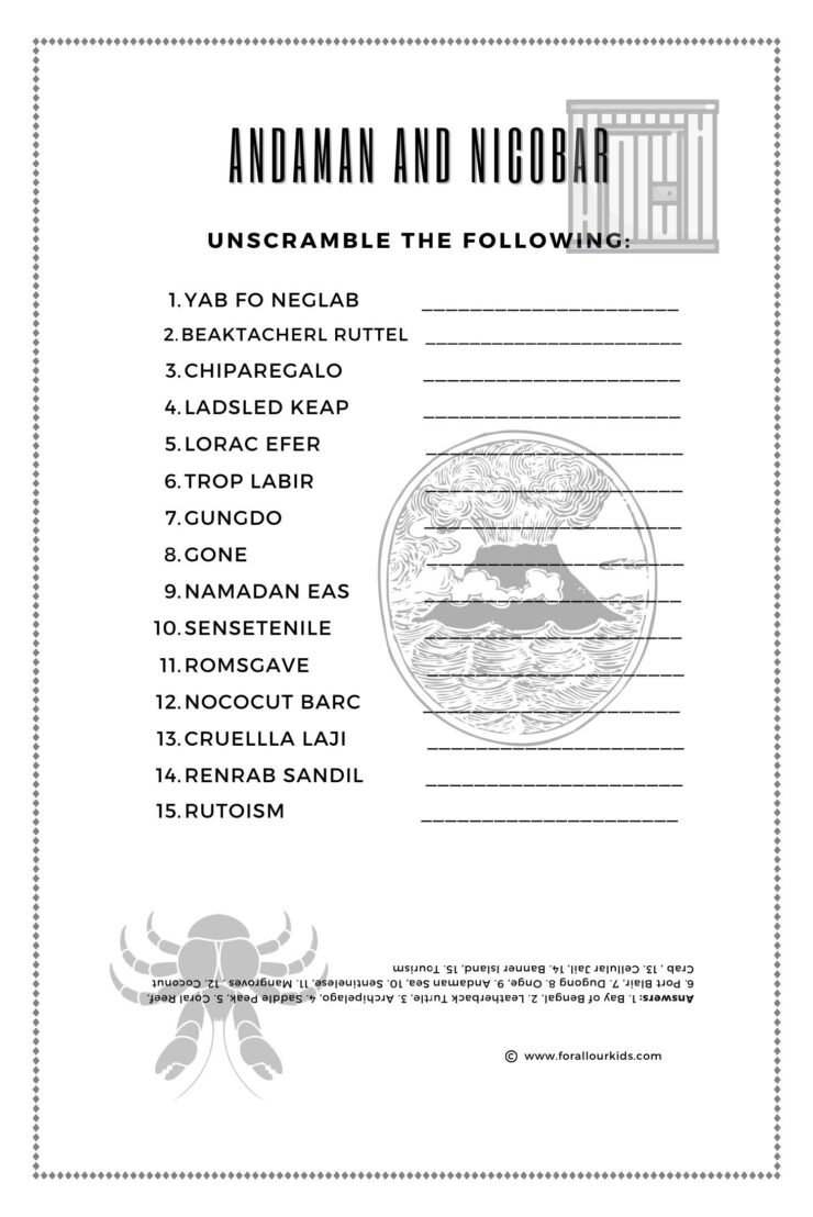 Word Scramble: States and Union Territories of India -1 - For All our Kids