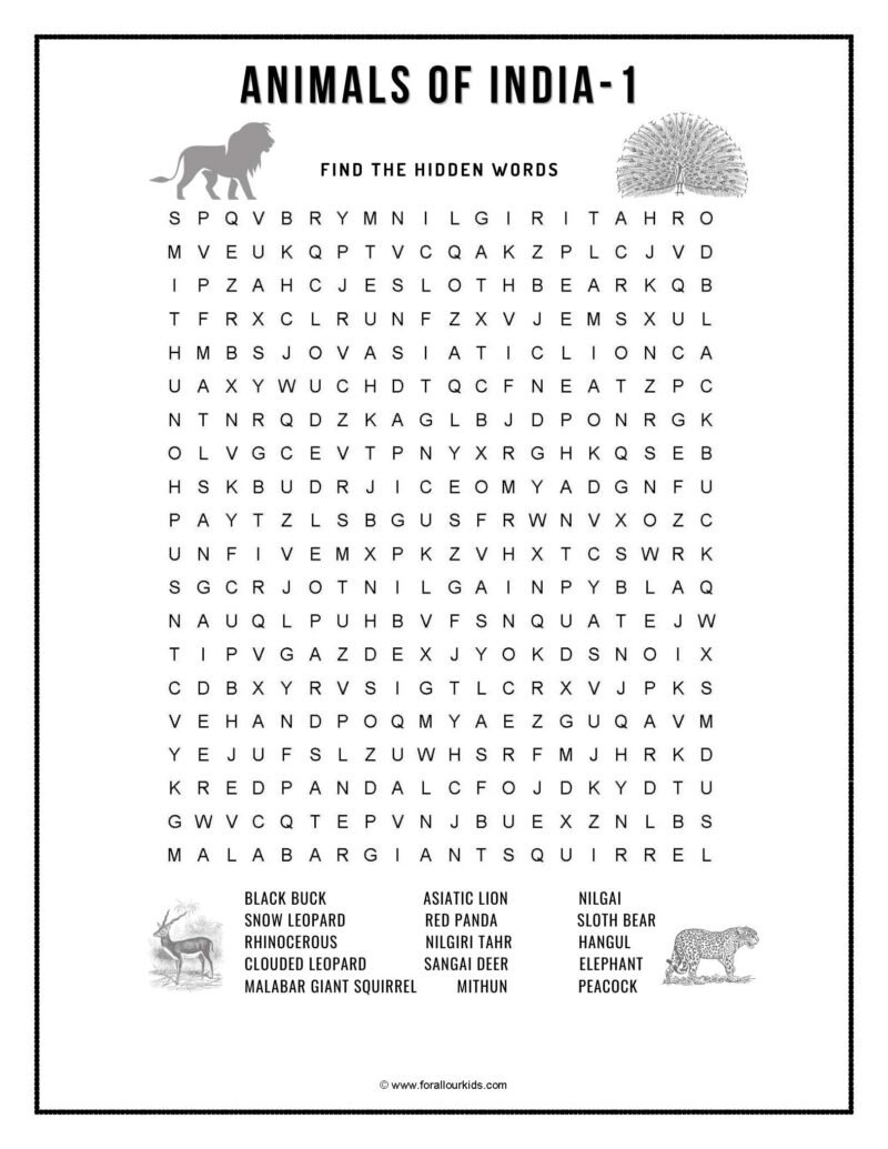 Word Search: All About India 1 - For All our Kids