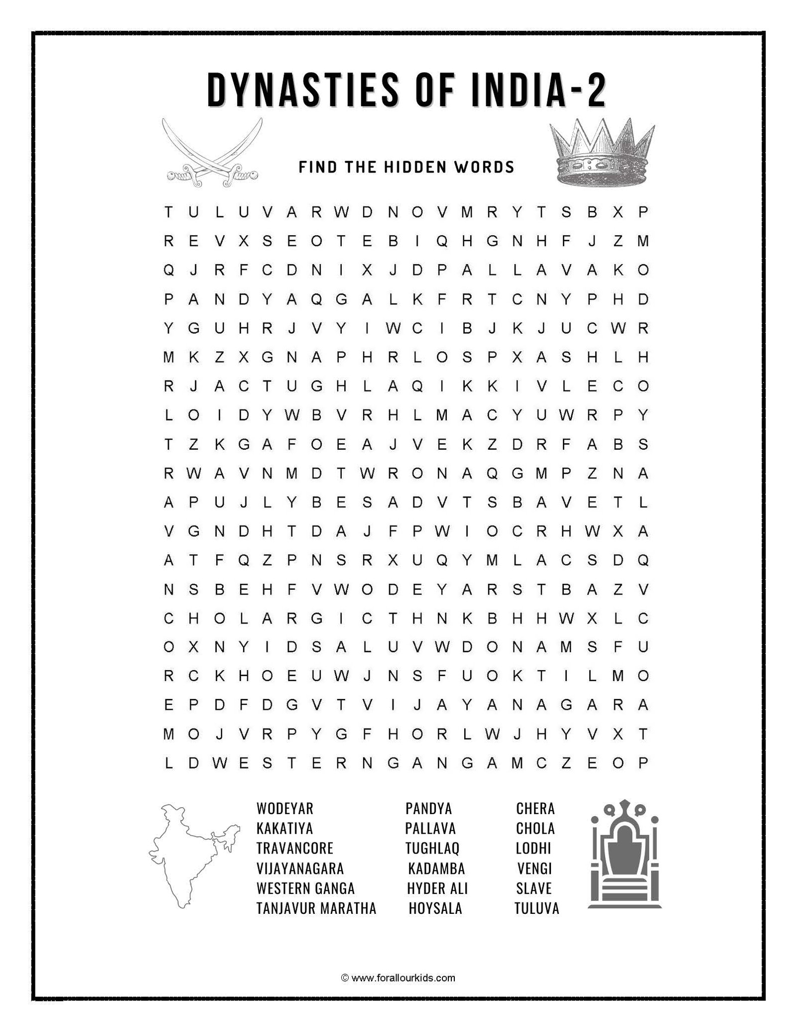 Word Search: All About India 1 - For All our Kids