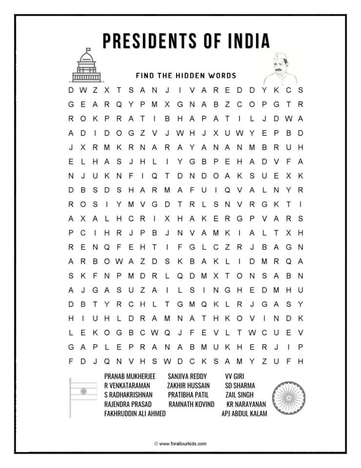 Word Search: All About India - 4 - For All our Kids